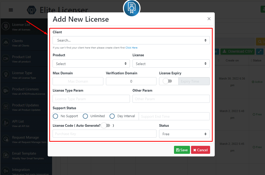 Add License - Elite Licenser