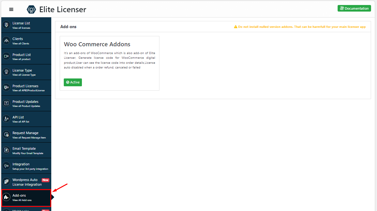 Add-ons - Elite Licenser