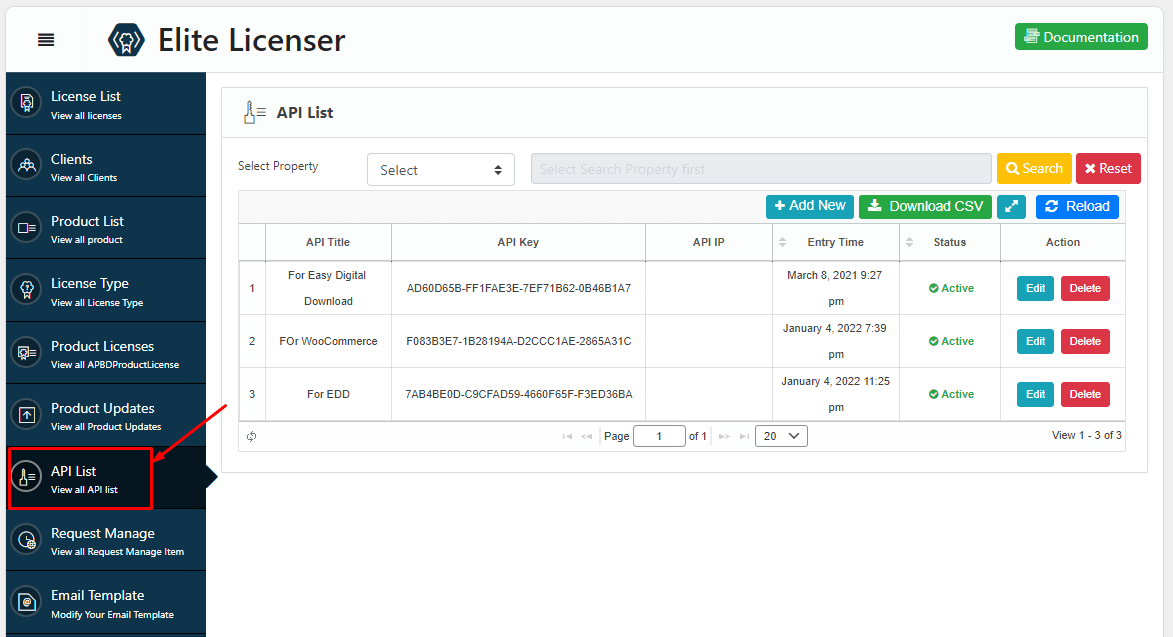 API List - Elite Licenser